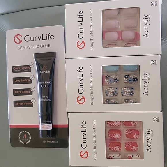 curvelife | Makeup | Curvelife 3 Packs Of Acrylic Nails And Semisolid ...